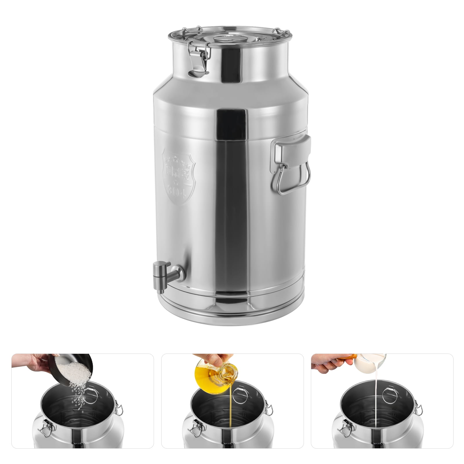 Stainless Steel Airtight Milk Container Wine Pail Bucket with Lid and ...