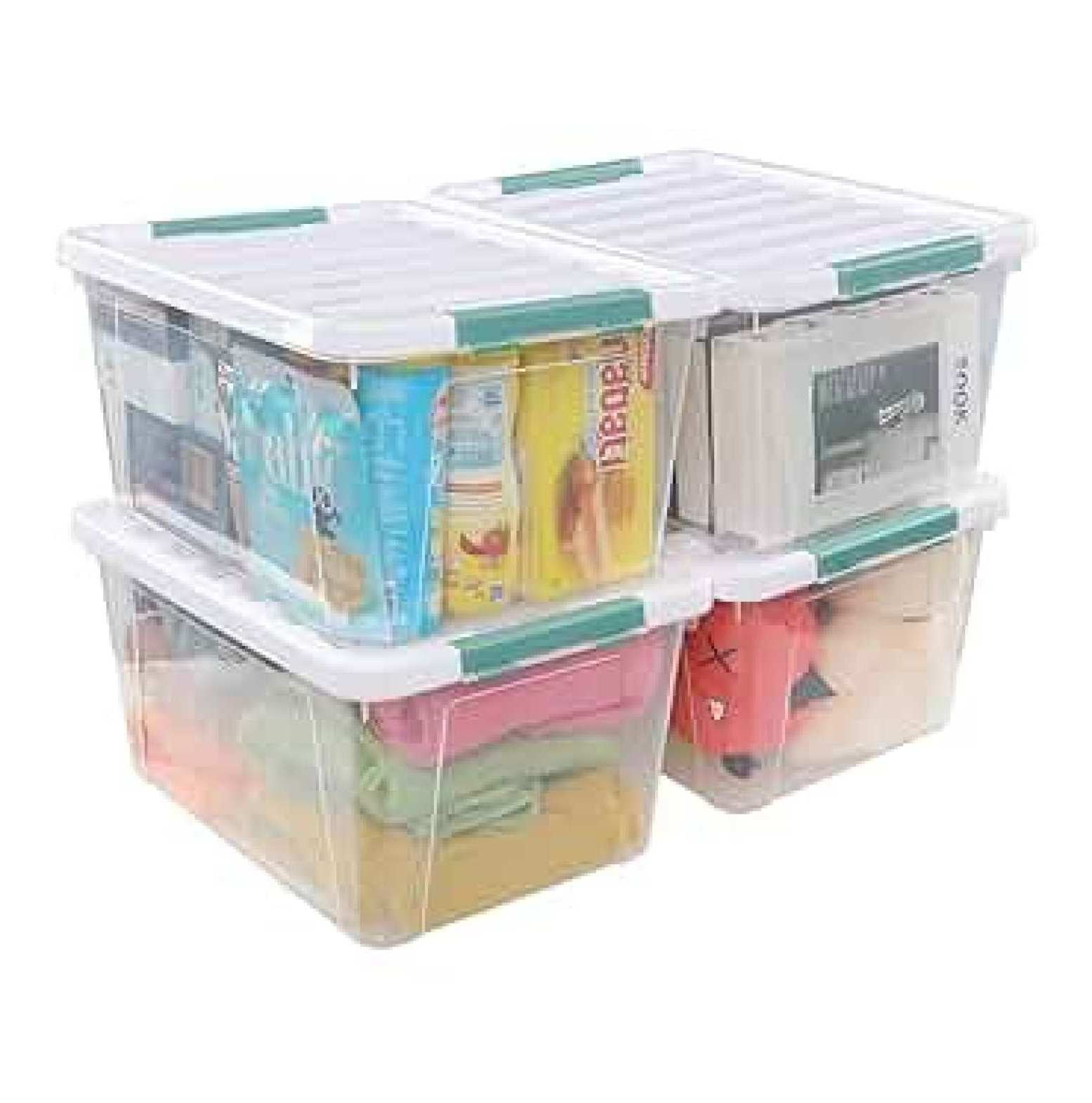 35L Clear Storage Bins - Large Plastic Storage Boxes with Lids (4 Pack ...