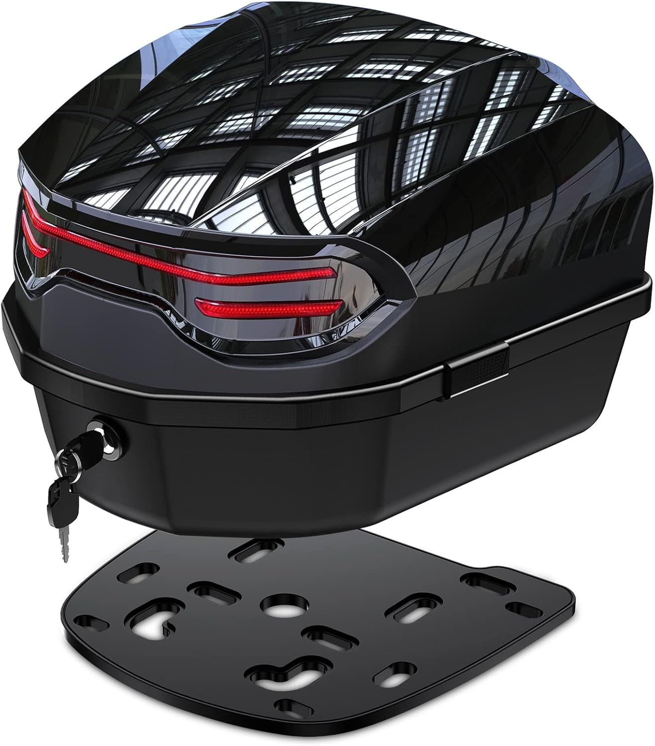35L Motorcycle Top Case, Motorcycle Daily Tail Box Trunk Lockable ...
