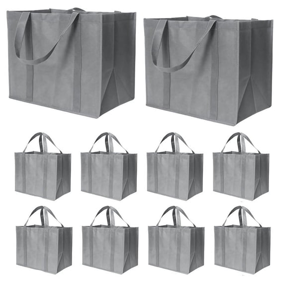 35L Reusable Grocery Bags with Long Handles, 10 Pack Foldable Reusable ...