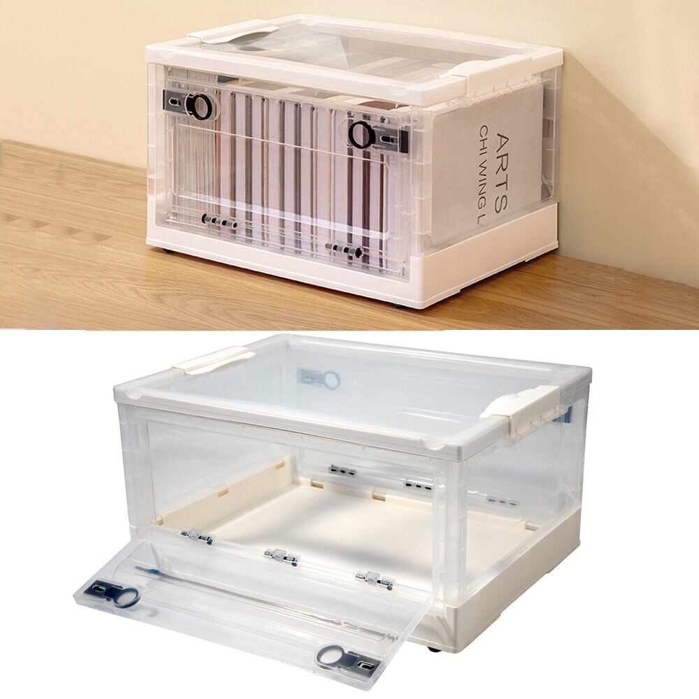 35L Rolling Storage Box Book Organizer Foldable With 4 Sliding Pulley ...