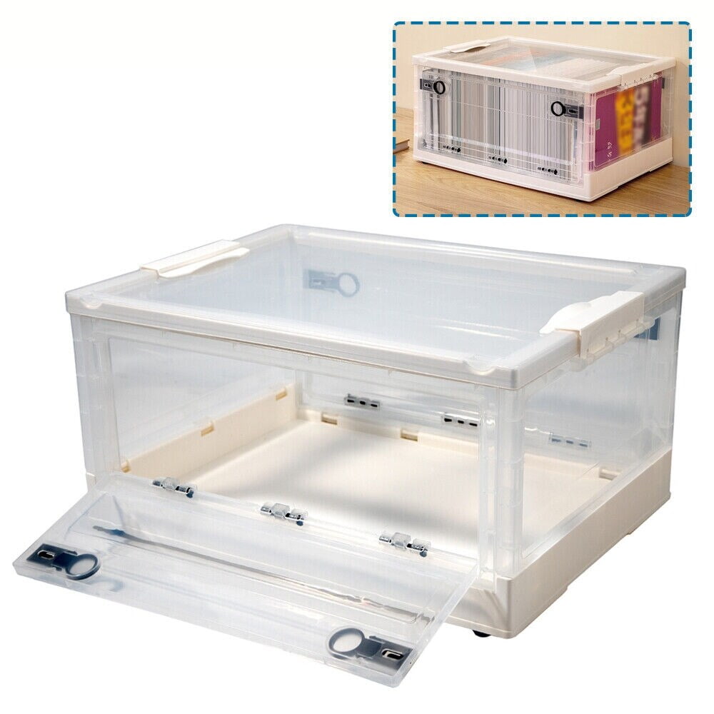 35L Stackable Rolling Plastic Storage Box Set of 4 - White - Walmart.com