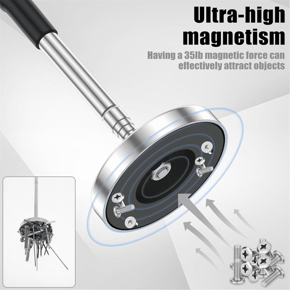 35LB Magnetic Sweeper Telescoping Pick-Up Tool,Screws Parts Finder ...