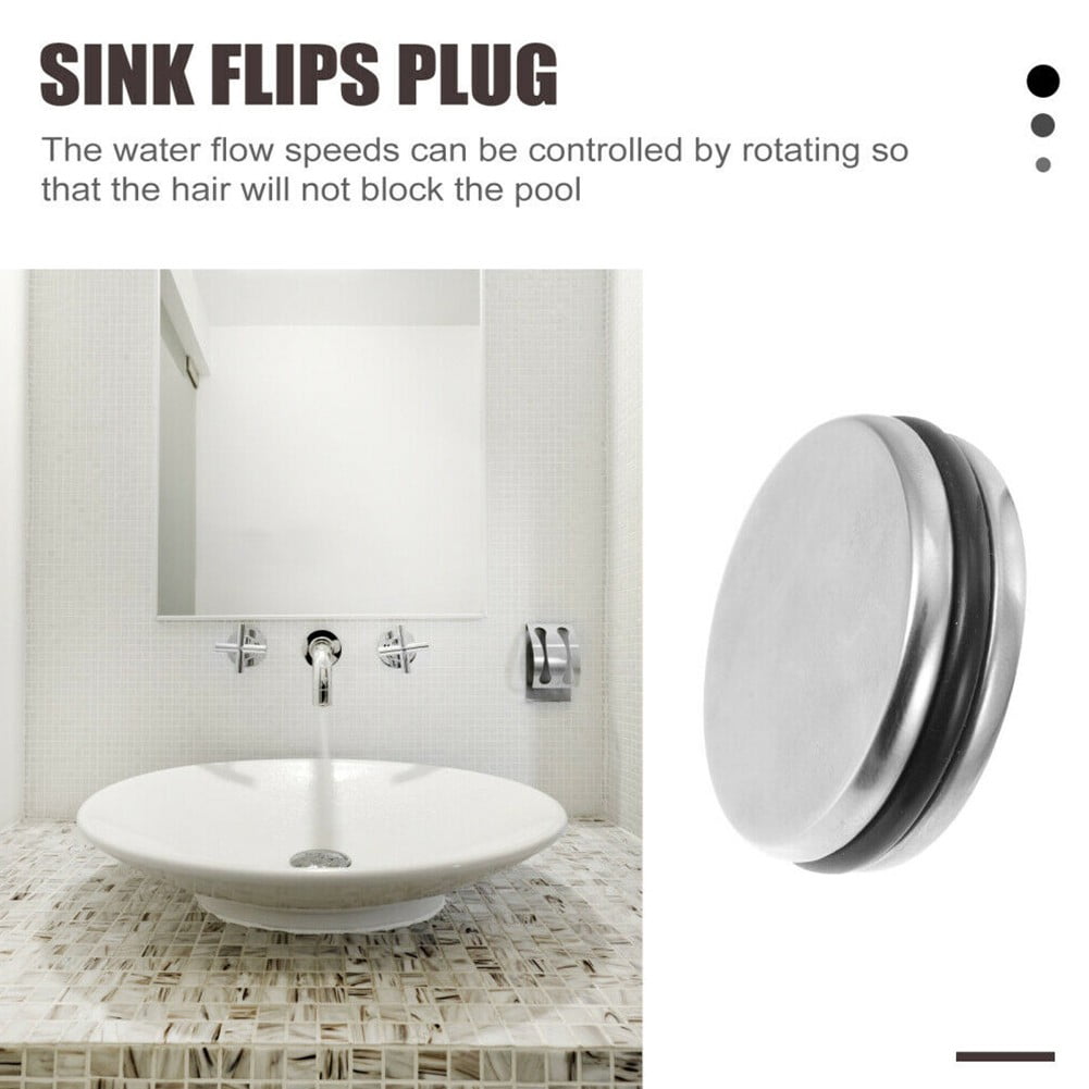 35Mm Sink Bath Basin Waste Easy Click Clack Plug Push Stainless Steel ...