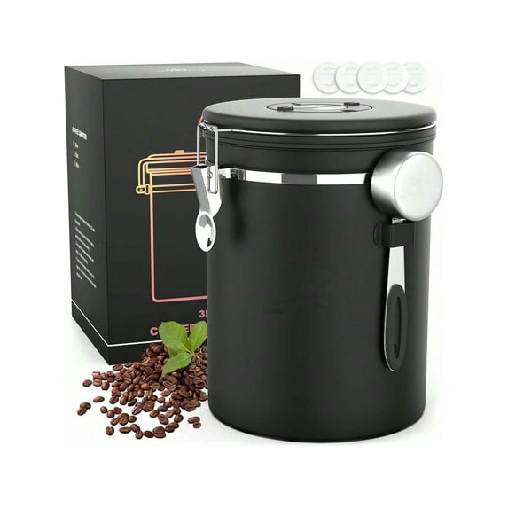 35OZ Coffee Canister For Ground Coffee With Date Tracker, One Way Co2 ...