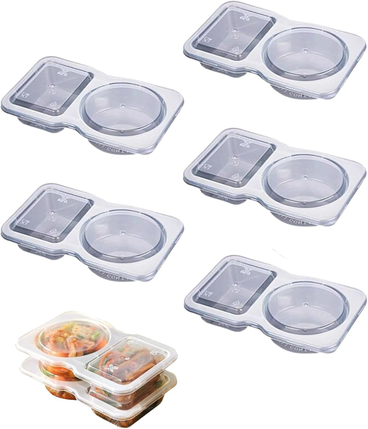 35PCS Double Compartment Condiment Container, 2 Compartment Snack ...