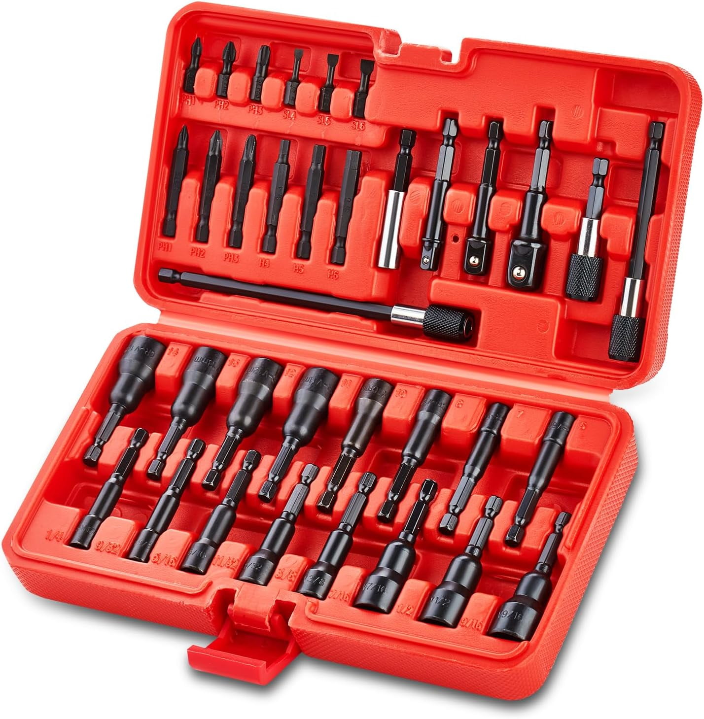 35PCS Magnetic Nut Driver Set, Nut Driver Set for Impact Drill, 1/4 ...