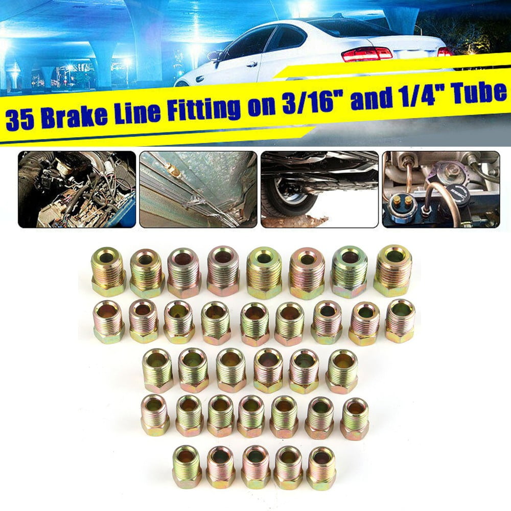 35Pcs Brake Line Fitting Nuts Kit Iron Plating Zinc Tube Nuts For ...