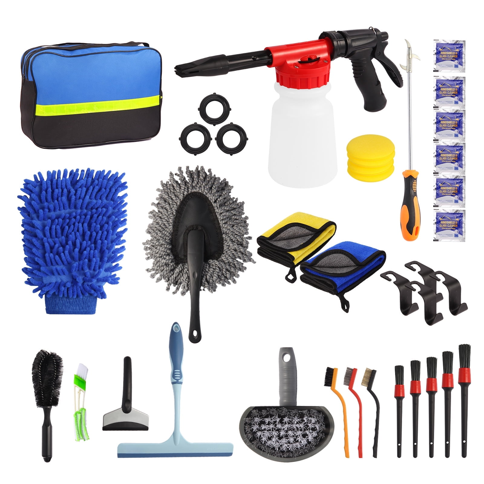 35Pcs Car Wash Detailing Kit Cleaning Kits with Foam Gun Sprayer Brush ...