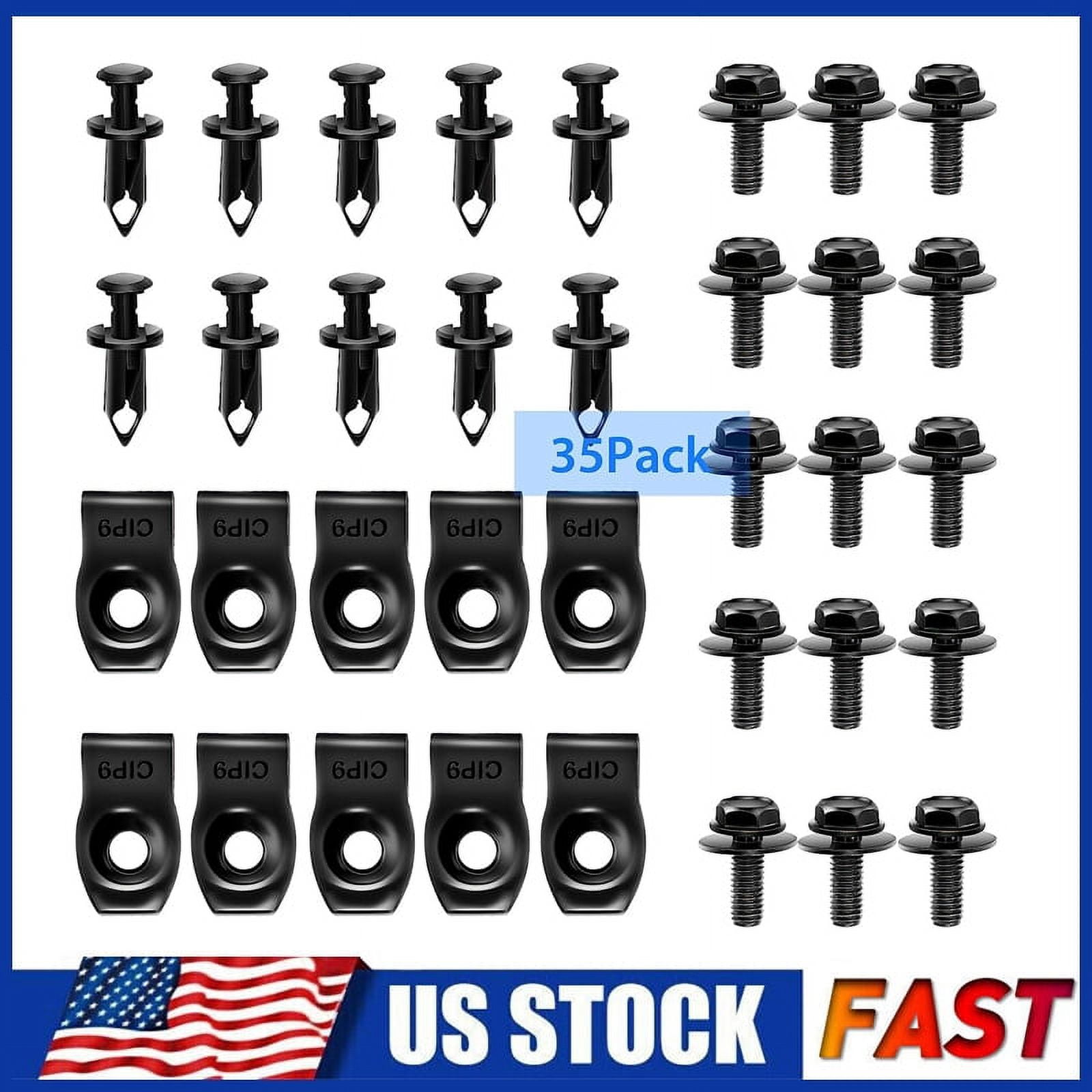 35Pcs Engine Under Cover Splash Shield Guard Bumper Body Bolts U-NUT ...