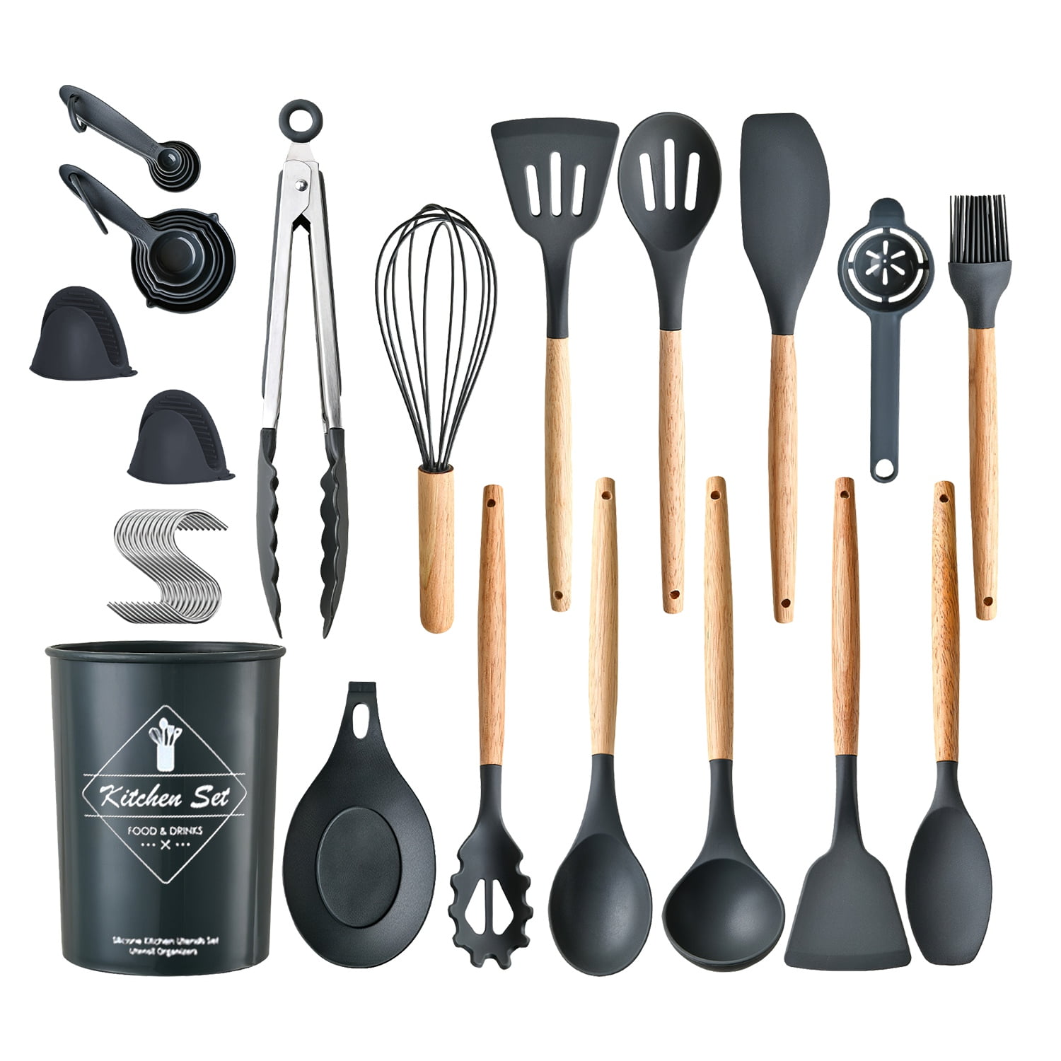 35-Piece Kitchen Utensil Set with Holder – Spatulas, Spoons, Whisk ...