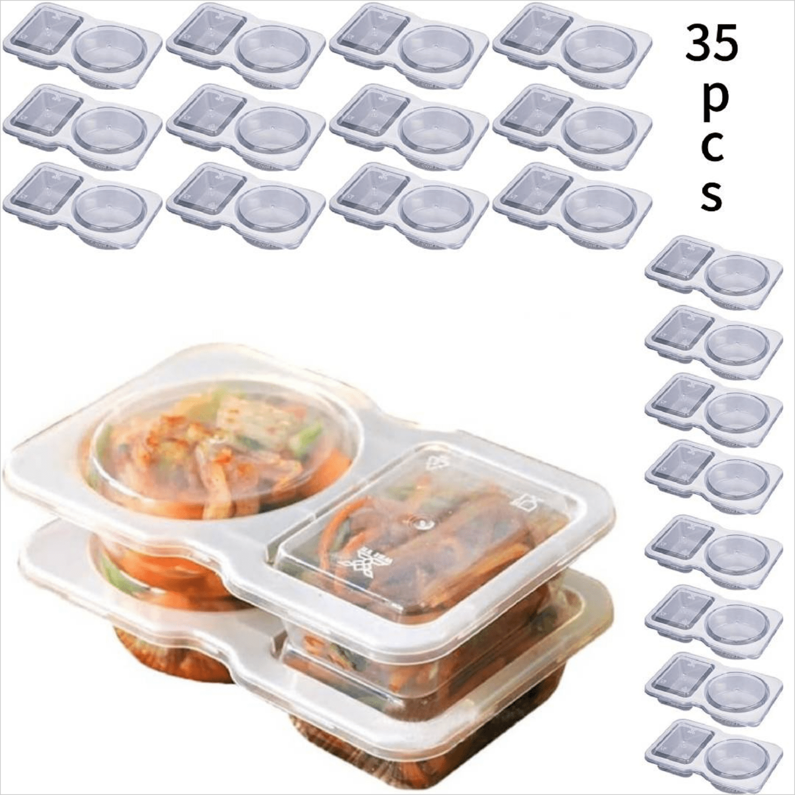 35Pcs Oven Safe Meal Prep Containers with Lid Double Compartment Snack ...