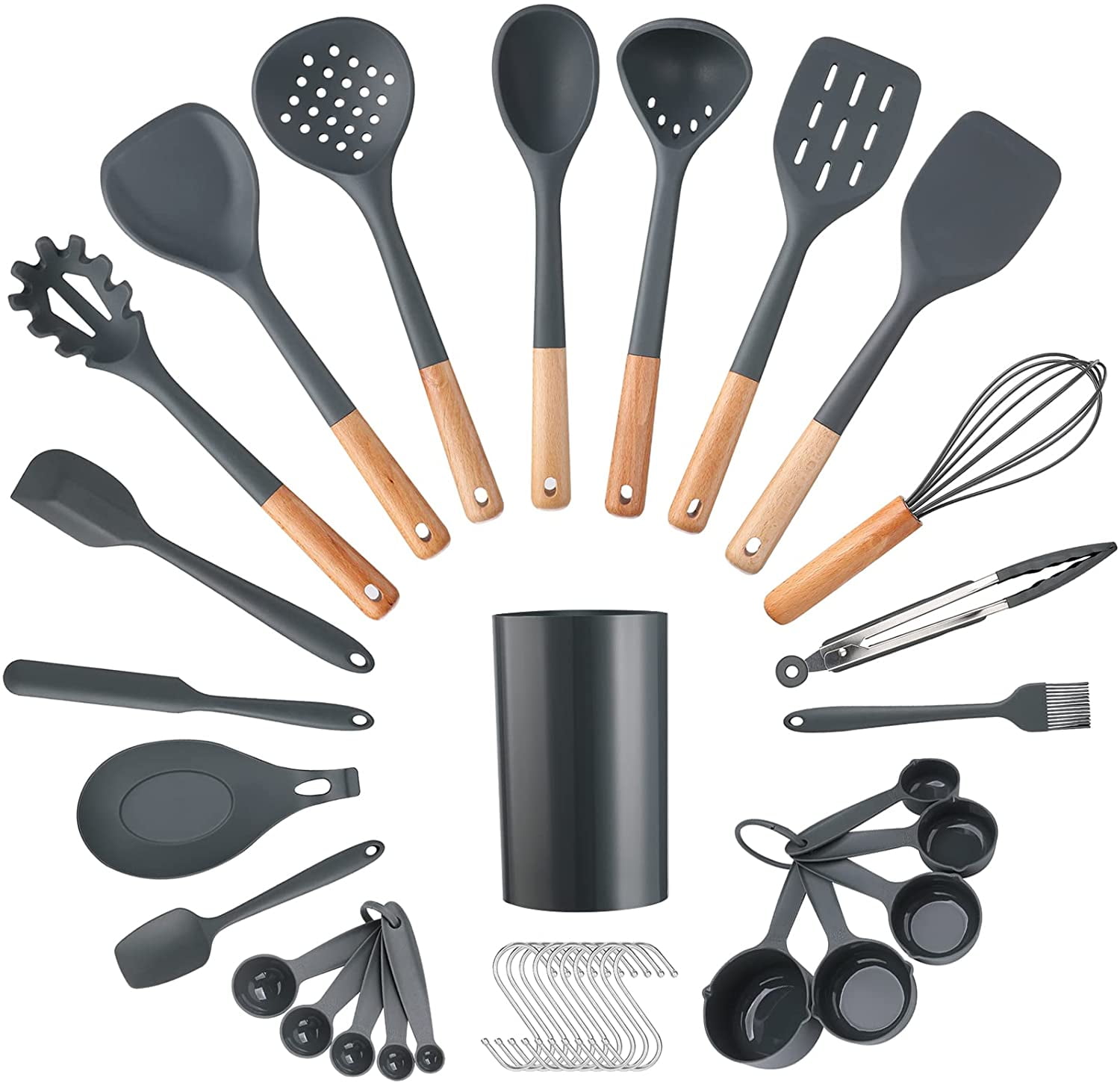 35Pcs Puricon Chef Kitchen Cooking Utensils Set, Non-Stick Silicone ...