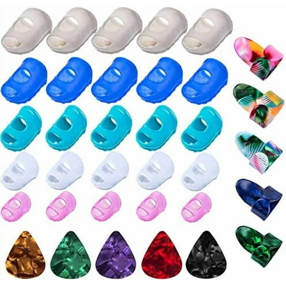 35Pcs Silicone Guitar Finger Protector, Guards Fingertip Protectors ...