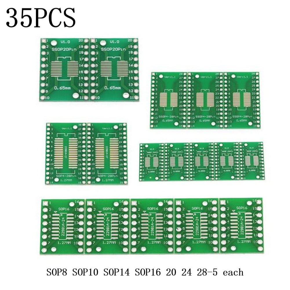 35Pcs Sop8-Sop28 To Dip/For Smd To Dip Ic Adapter Socket Pcb Conversion Board - Walmart.com
