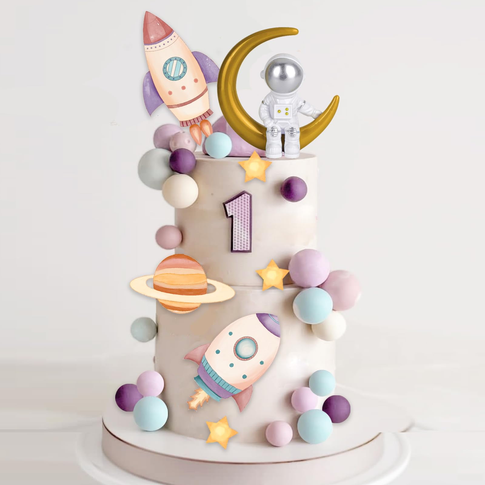 35Pcs Space CakeTRDN Topper Outer Space Astronaut Figurine Cake Planet ...