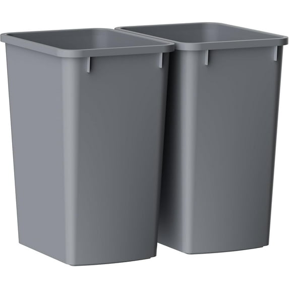 35QT Gray Kitchen Trash Can 2 Pack, Sturdy & Lightweight Garbage Bins ...