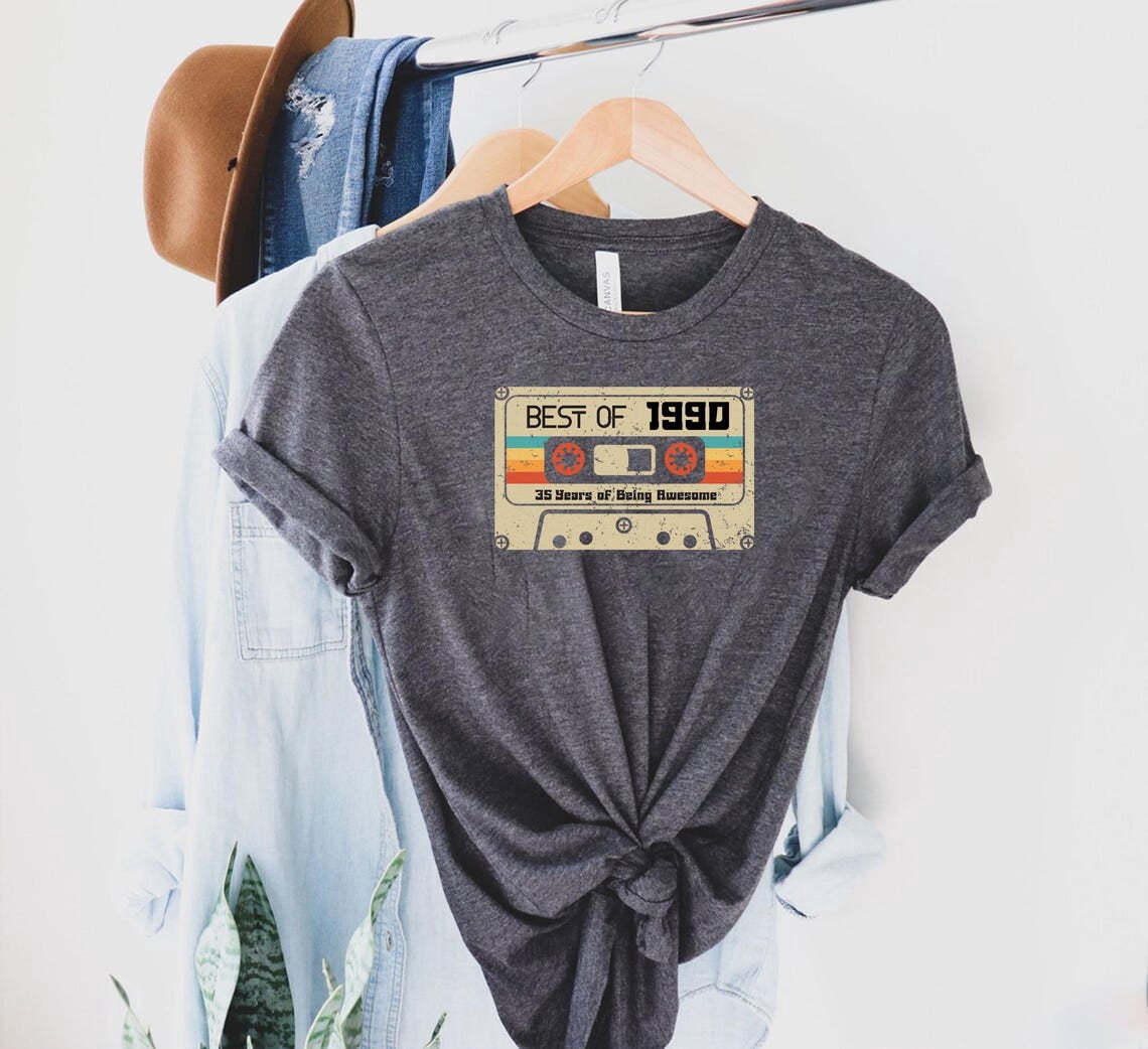 35Th Birthday Shirt, Vintage 1990 Limited Edition Cassette T-Shirt ...