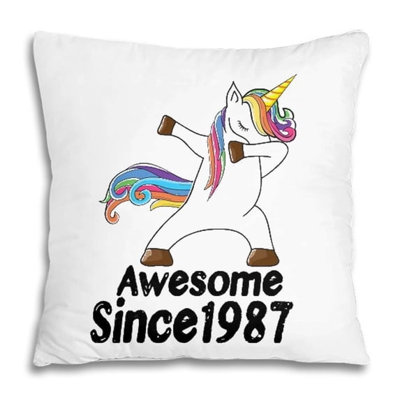 35Th Birthday Unicorn Dabbing Awesome Since 1987 35 Years Old Pillow ...