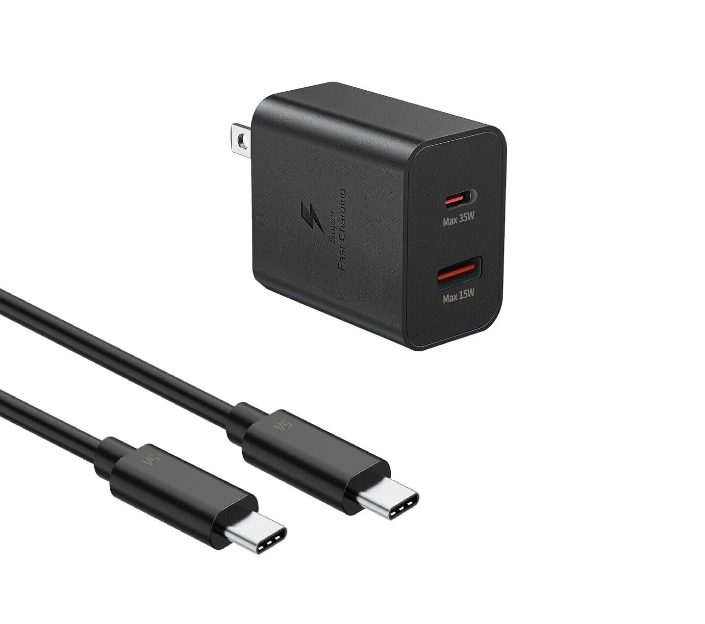 35W Dual Port Wall Charger USB C Adapter, (35W+15W) Super Fast Charging ...