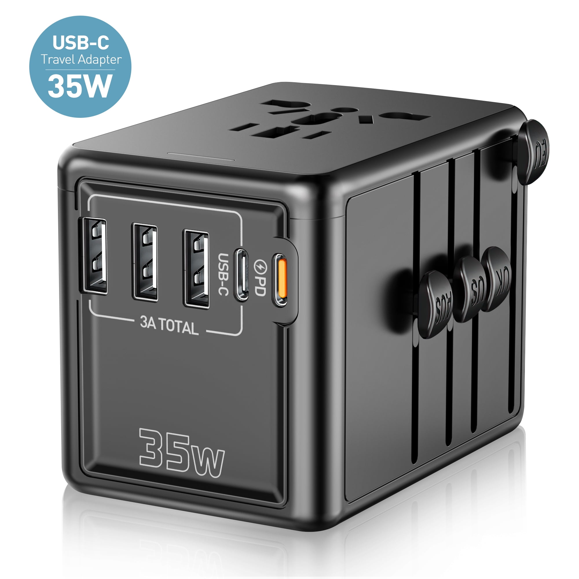 35W Universal Travel Adapter, Fast Charging International Plug Adapter ...
