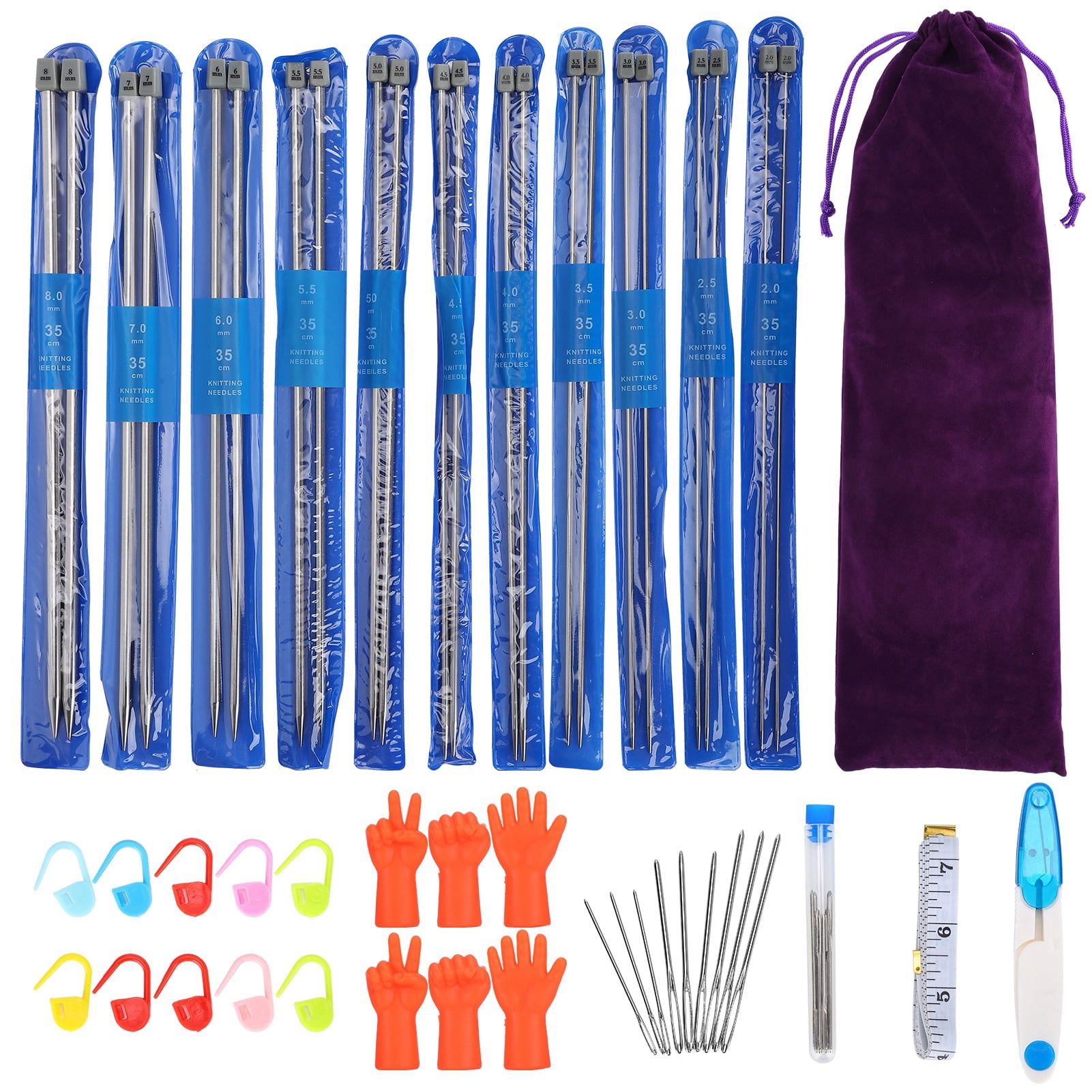 LeiKong 35cm/13.8in Stainless Steel Knitting Needle Set Single Pointed ...