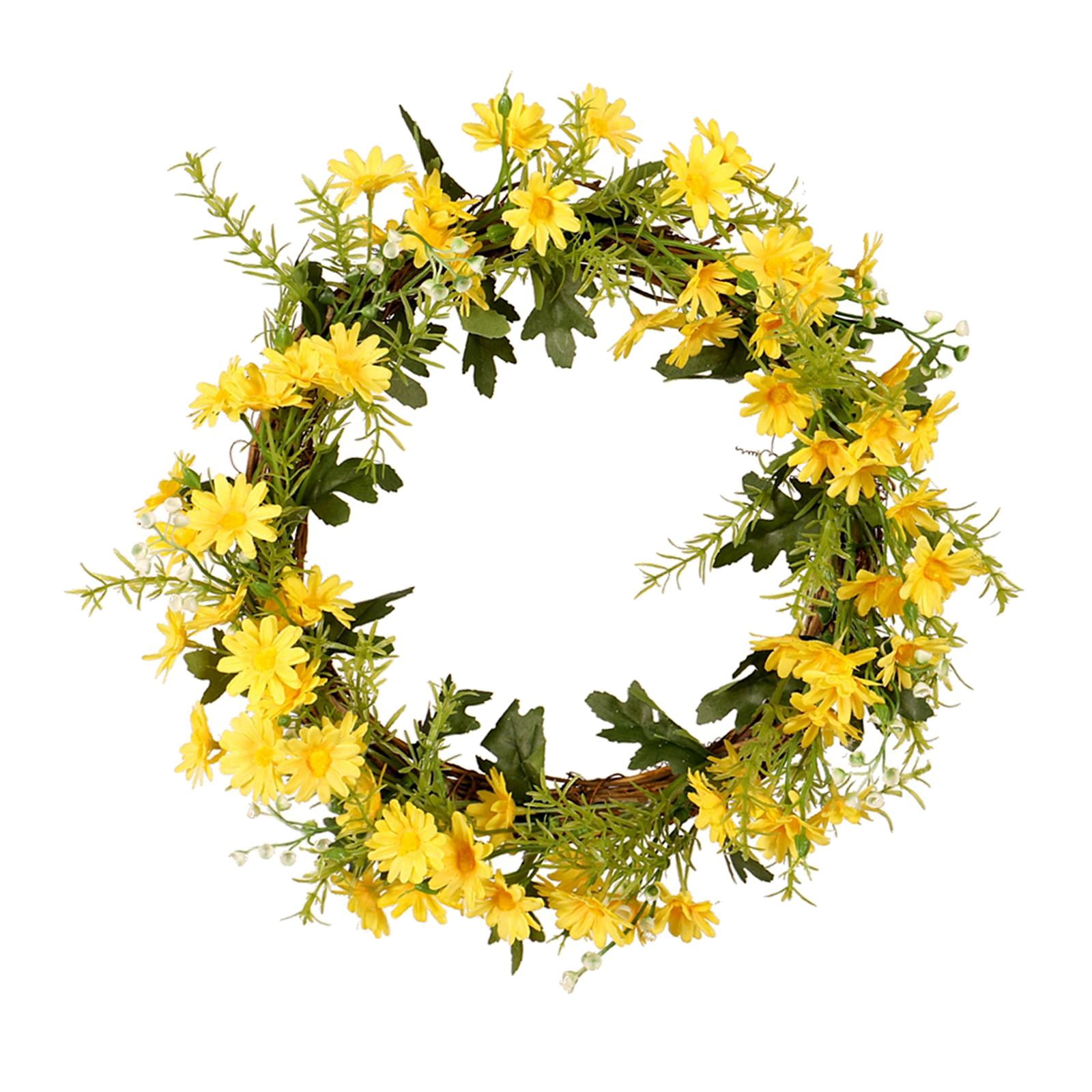 35cm Artificial Daisy Wreath Flower Wreath with Yellow/White Dais and ...