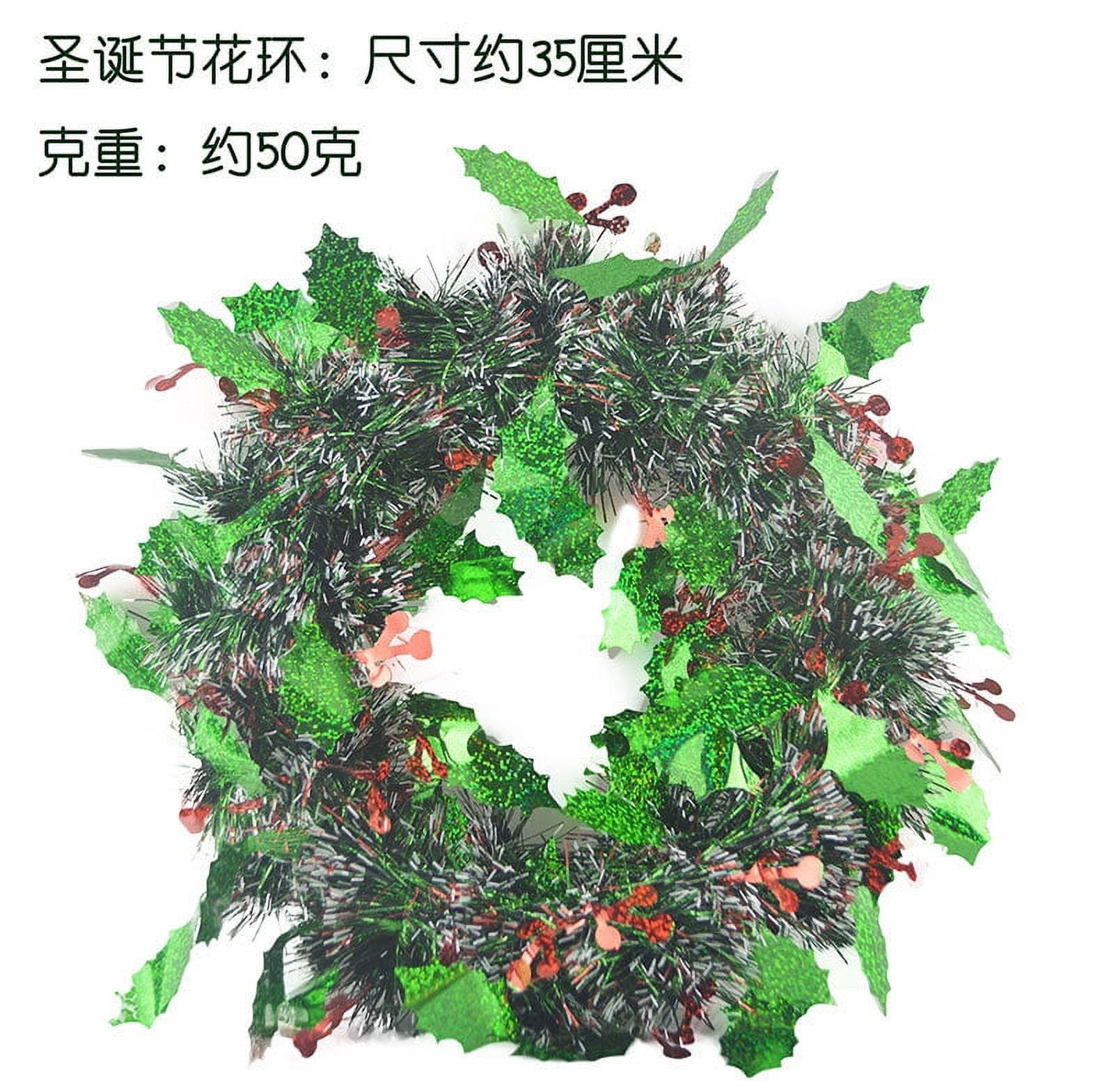 35cm Small Green Tinsel Front Door Wreath for Christmas, Holiday ...