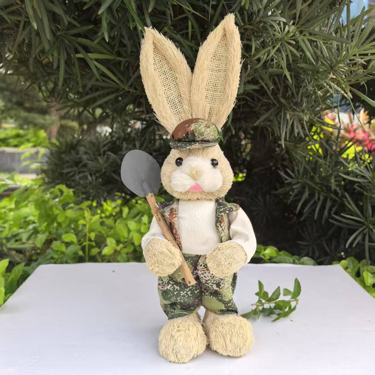 【35cm Straw Rabbit】Handmade Craft Home Decoration Rustic Style Vintage ...