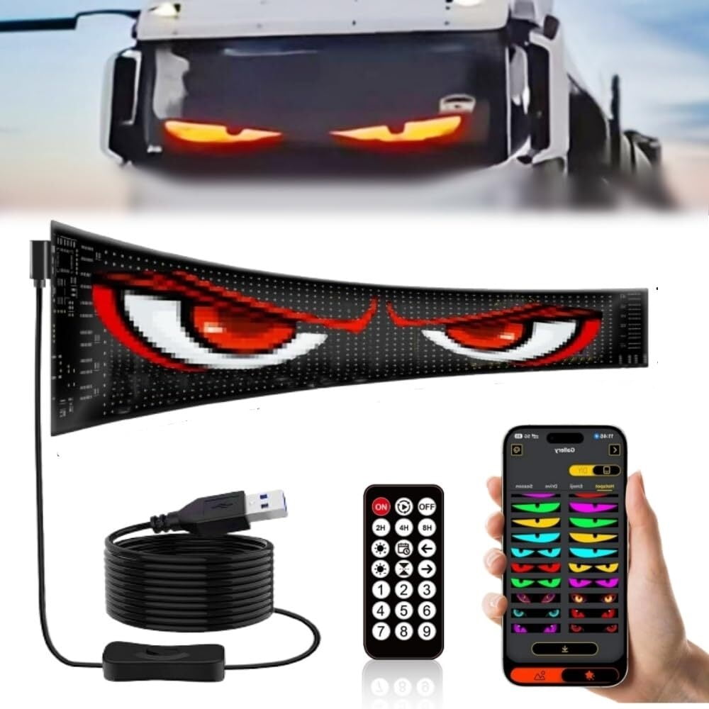 35inch LED Devil Eyes Panel for Car, Flex Car Window LED Sign Display ...