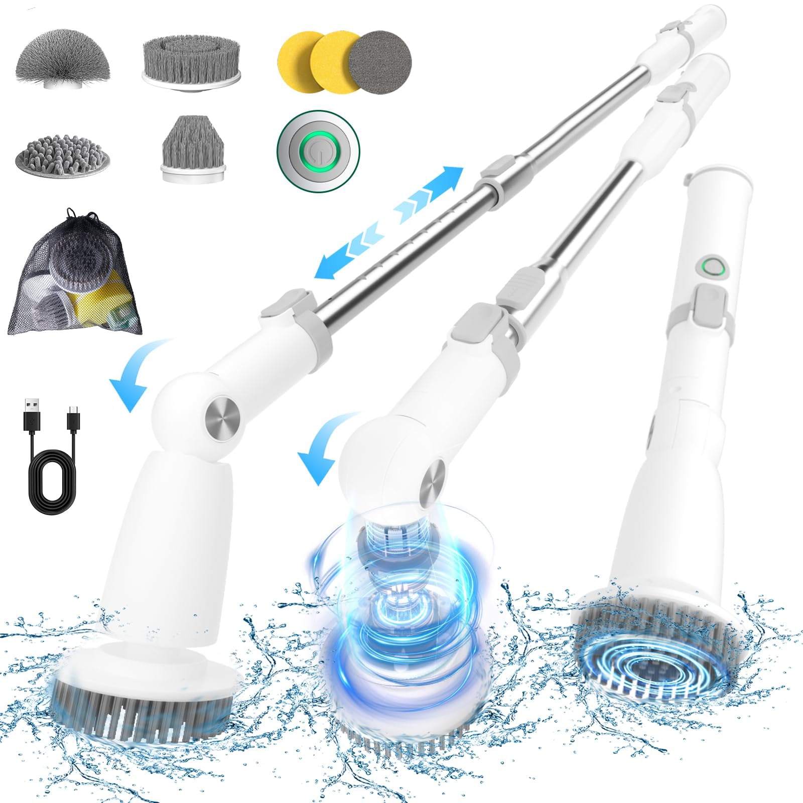 Marchpower 35kgf Electric Spin Scrubber, 4000mAh Cordless Cleaning ...