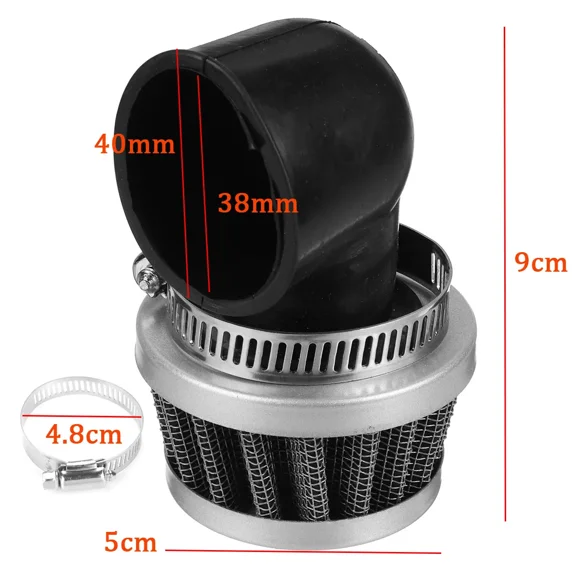 35mm 38mm 90 Degree Bent Air Filter Pod Cleaner Universal Fit 90cc ...
