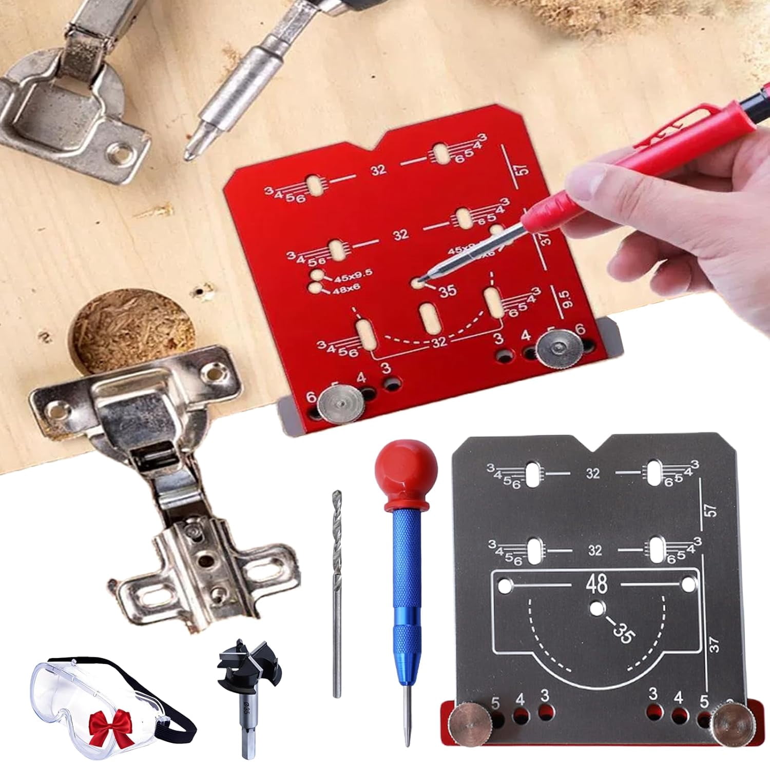 35mm Adjustable Hinge Drilling Positioner Auxiliary Tool, Aluminum ...