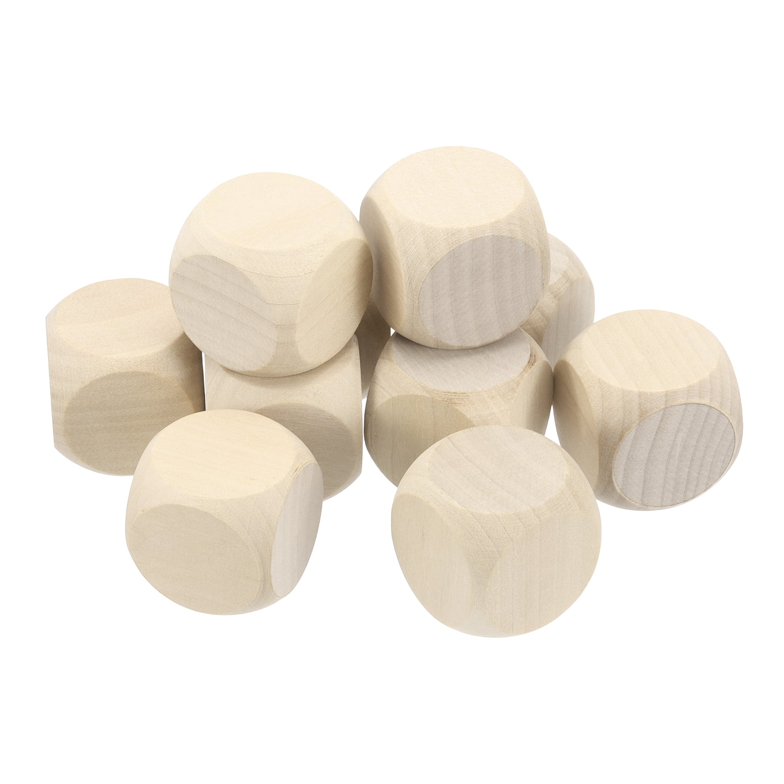 35mm Blank Wooden Dice, 10 Pack Unfinished Wooden Blocks 6 Sided Wood ...
