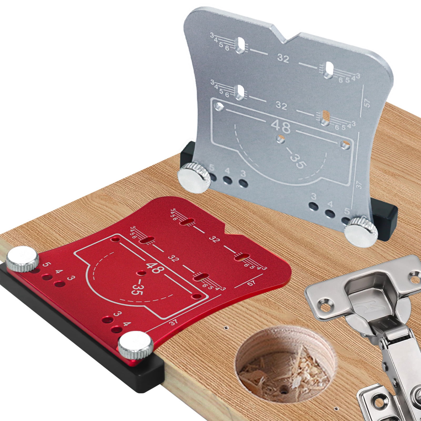 35mm Cabinet Hinge Drill Jig Kit with V-Shaped Locator & Bit - Aluminum ...