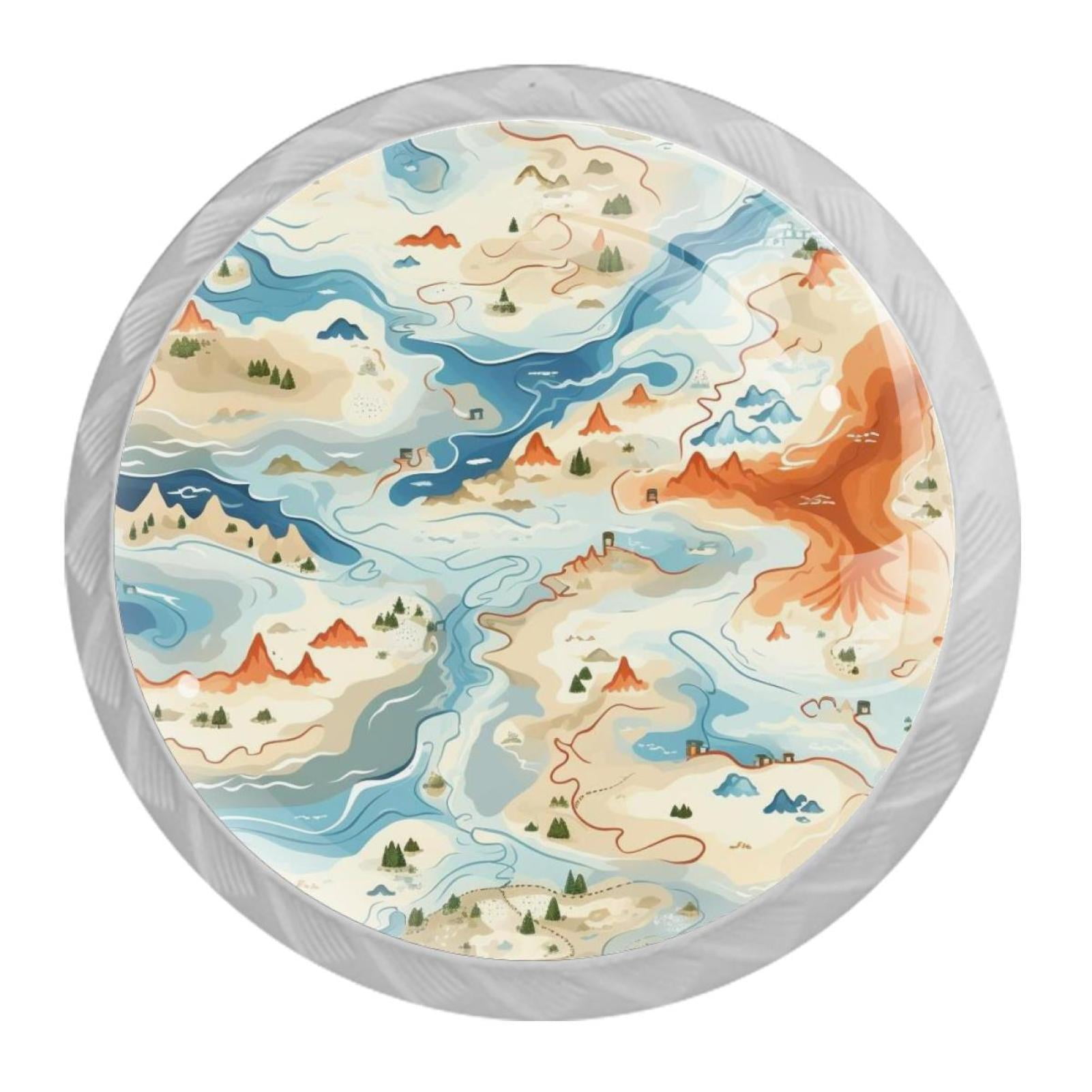 35mm Cabinet Knobs Pulls Maps Cartoon Glass ABS Drawer Dresser Door ...