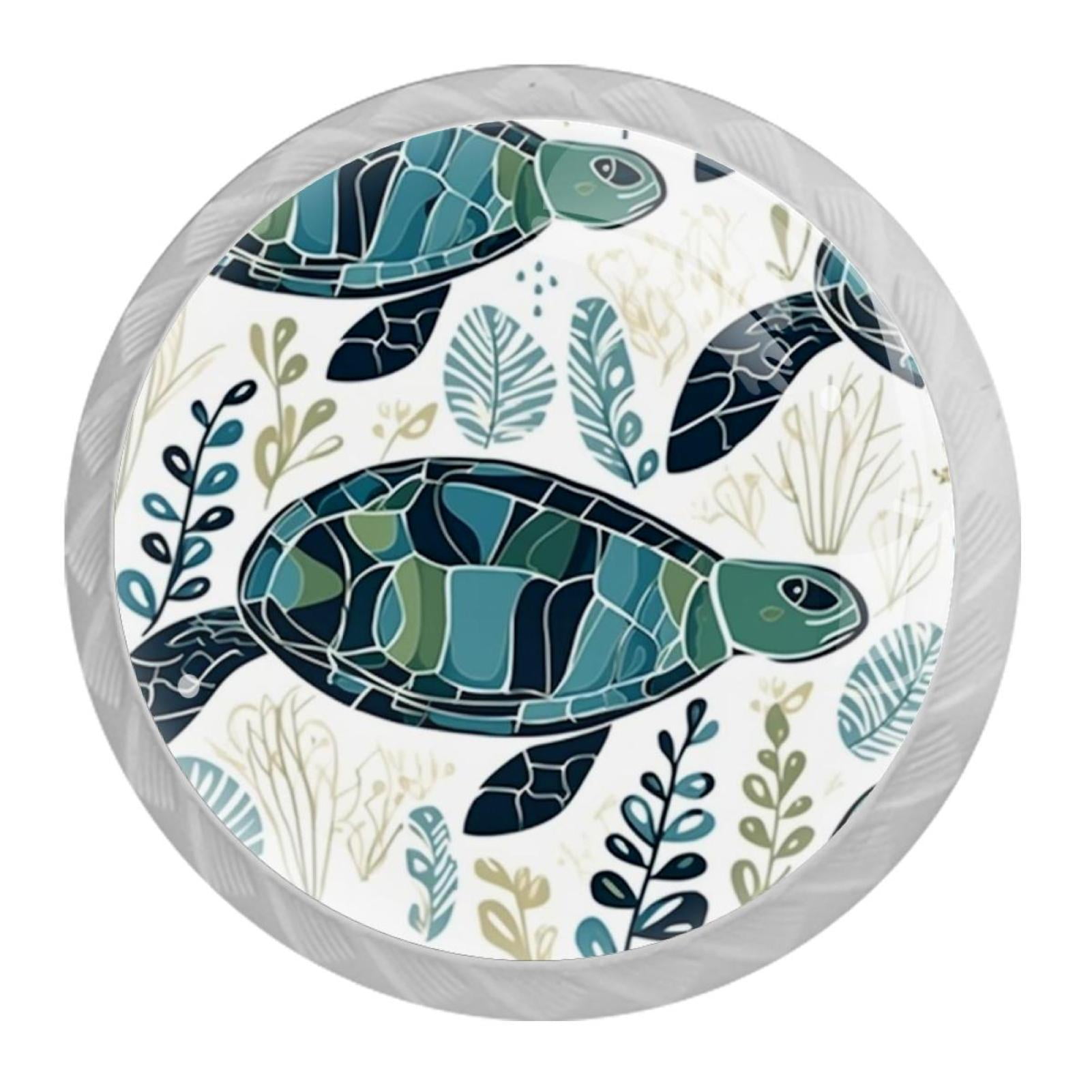35mm Cabinet Knobs Pulls Sea Turtle Seamless Painting Glass ABS Drawer ...