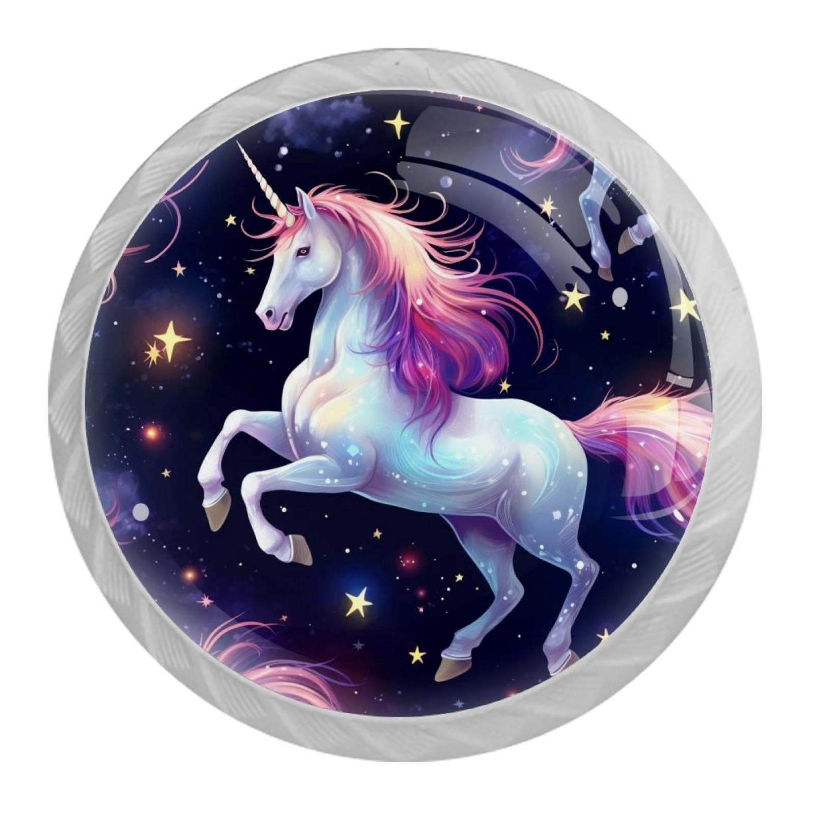 35mm Cabinet Knobs Pulls Starry Sky Unicorn Cute Pattern Glass ABS ...
