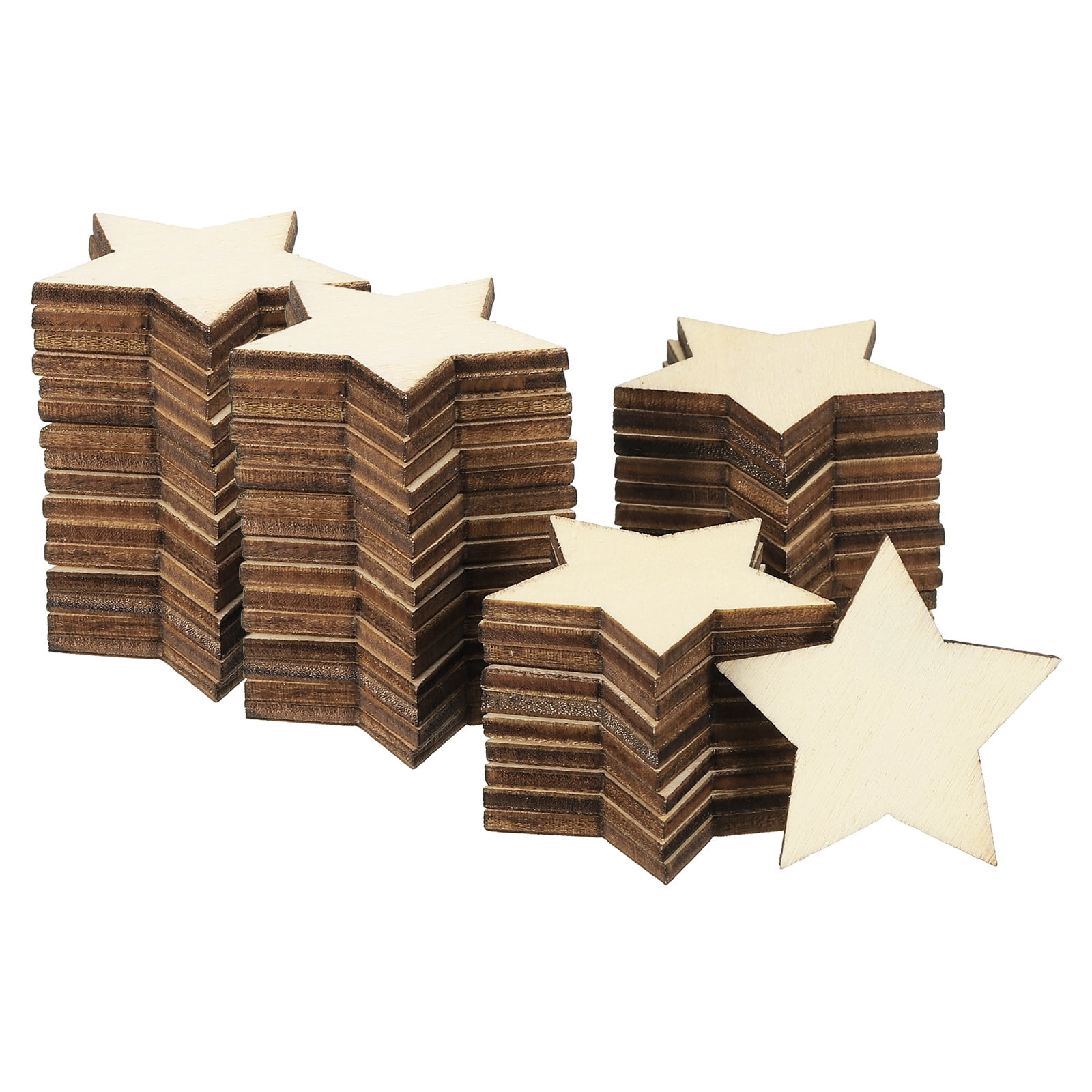 35mm Wooden Stars, 100 Pack Unfinished Wood Stars Blank Wooden Cutouts ...