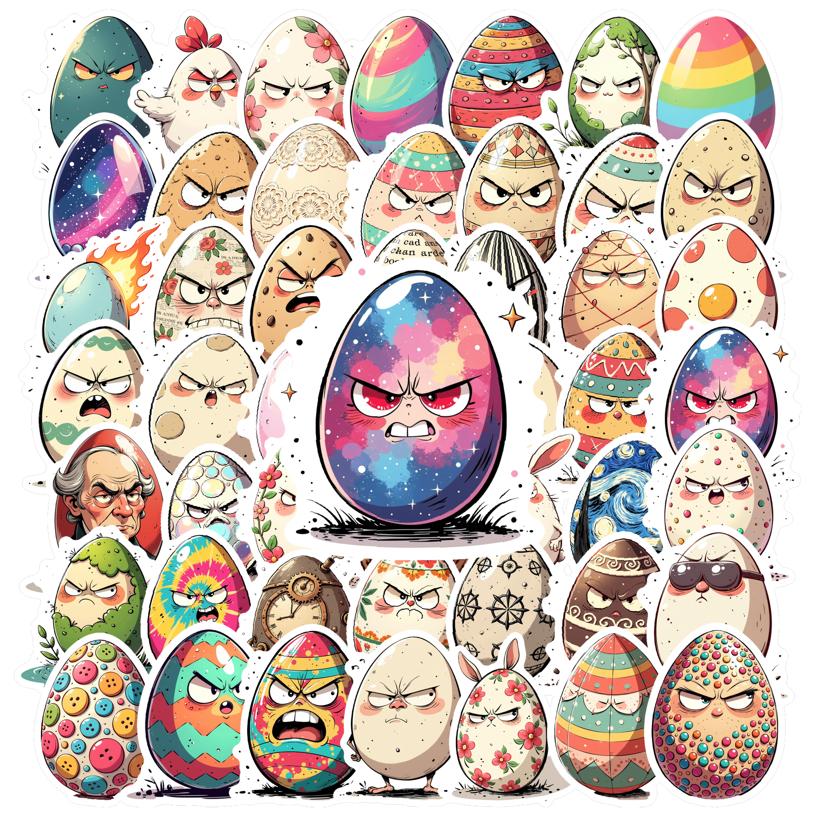35pcs-100pcs Colorful Egg Stickers Stationery Stickers Festive Stickers ...