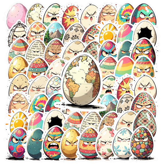 35pcs-100pcs Colorful Egg Stickers Stationery Stickers Festive Stickers ...