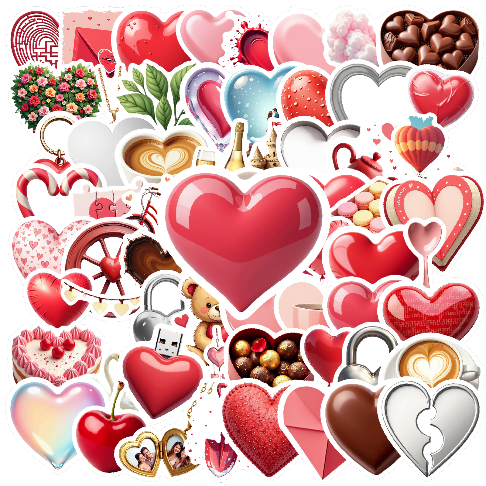 35pcs-100pcs Romantic Stationery Stickers Cute Kids Stickers Heart DIY ...