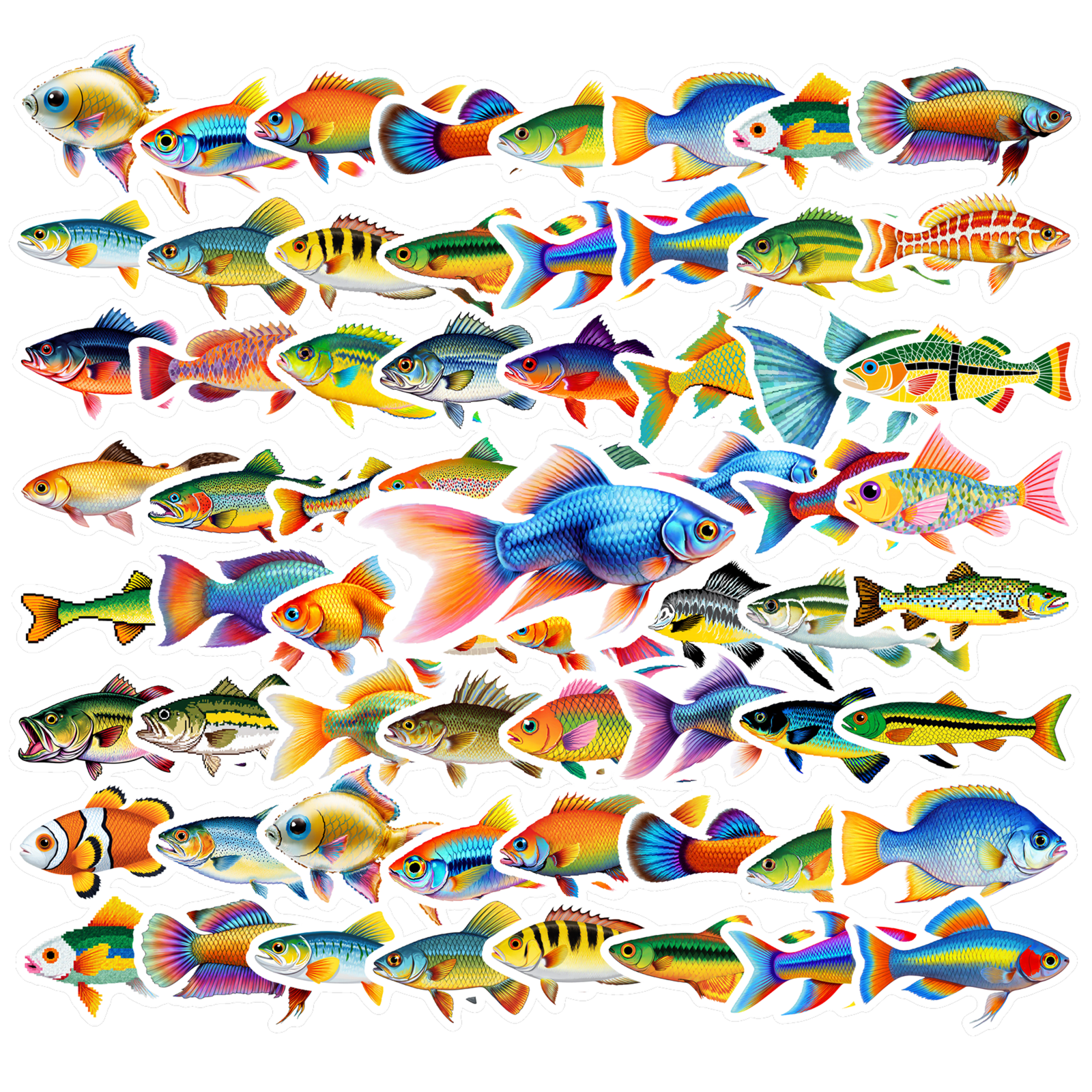 35pcs-100pcs Tropical Fish Stickers Ocean Animal Stickers Marine Life ...