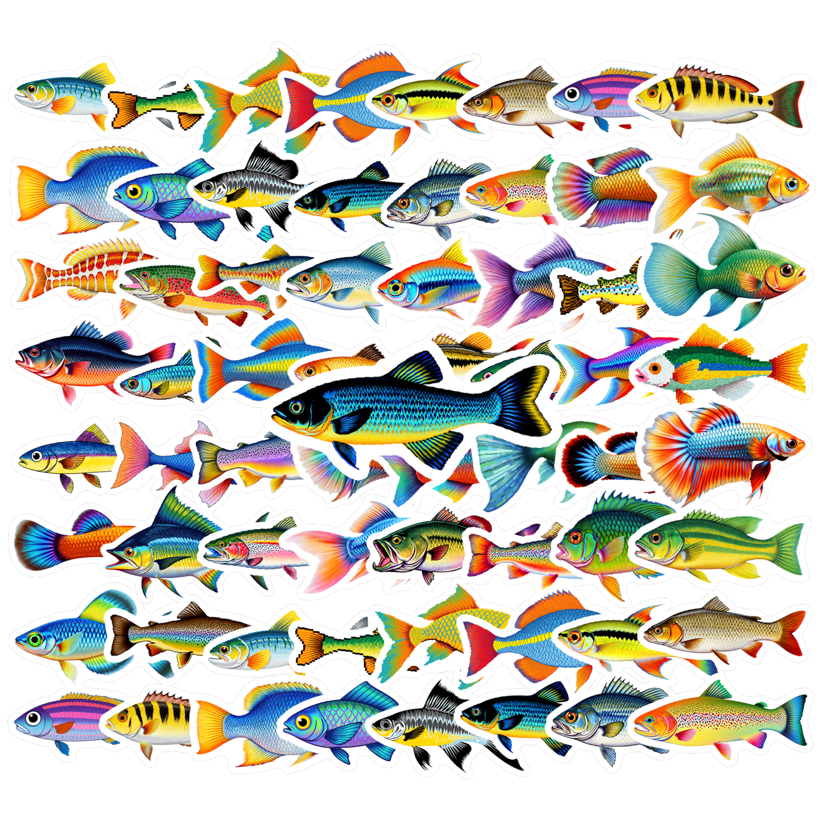 35pcs-100pcs Tropical Fish Stickers Ocean Animal Stickers Marine Life ...
