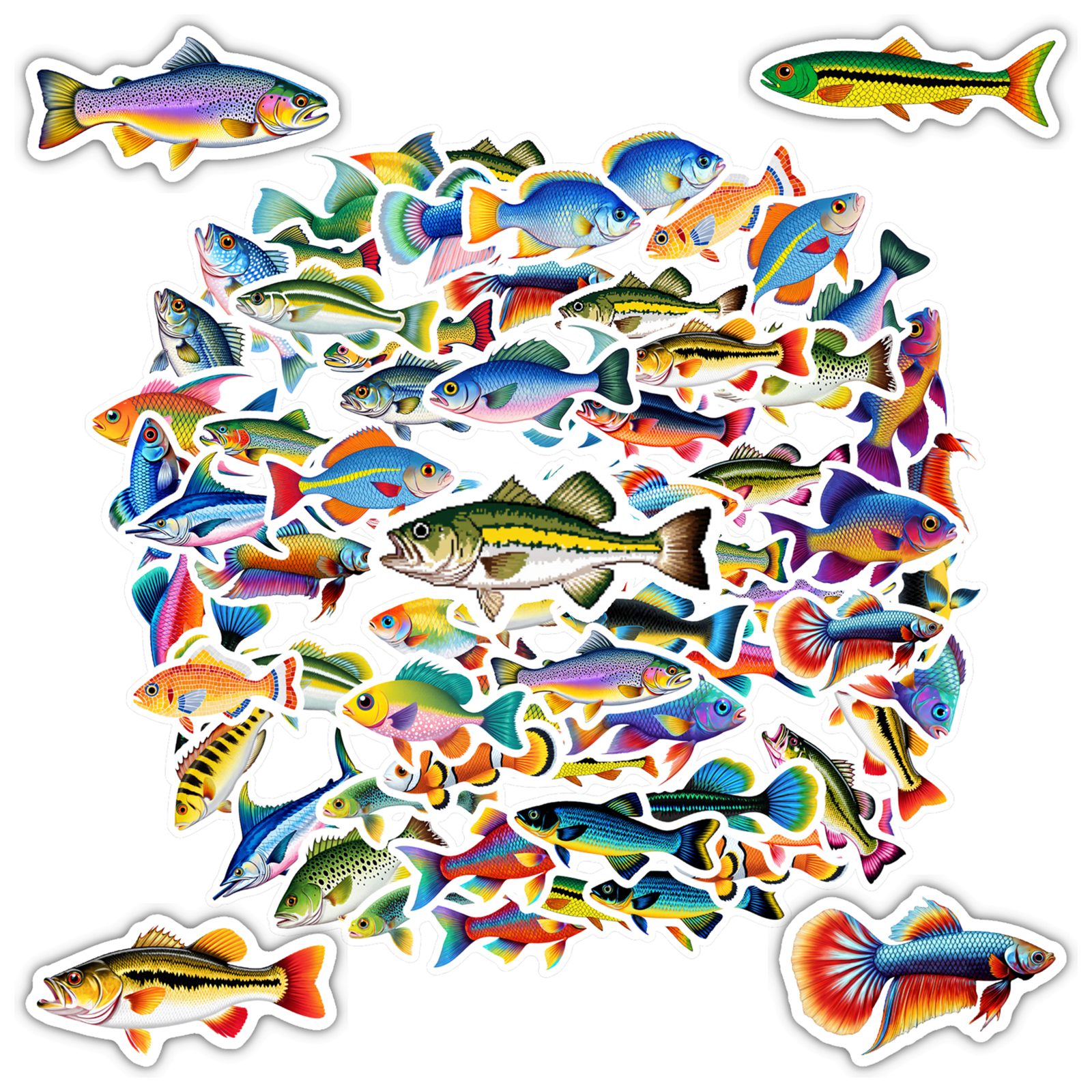 35pcs-100pcs Tropical Fish Stickers Ocean Animal Stickers Marine Life ...
