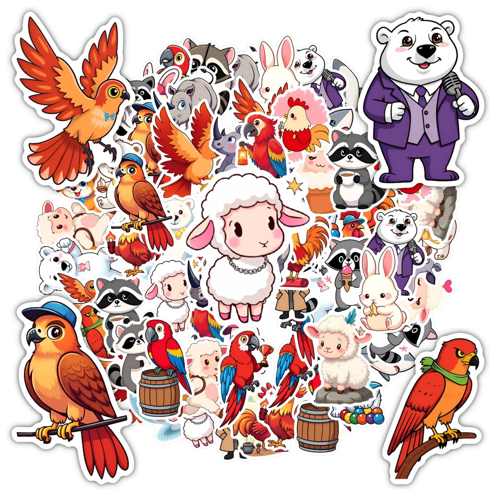 35pcs-200pcs PVC Stickers Animal Kids Stickers Funny DIY Stickers for ...