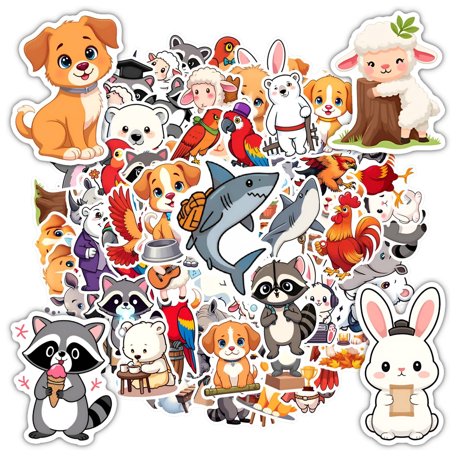 35pcs-200pcs PVC Stickers Animal Kids Stickers Funny DIY Stickers for ...