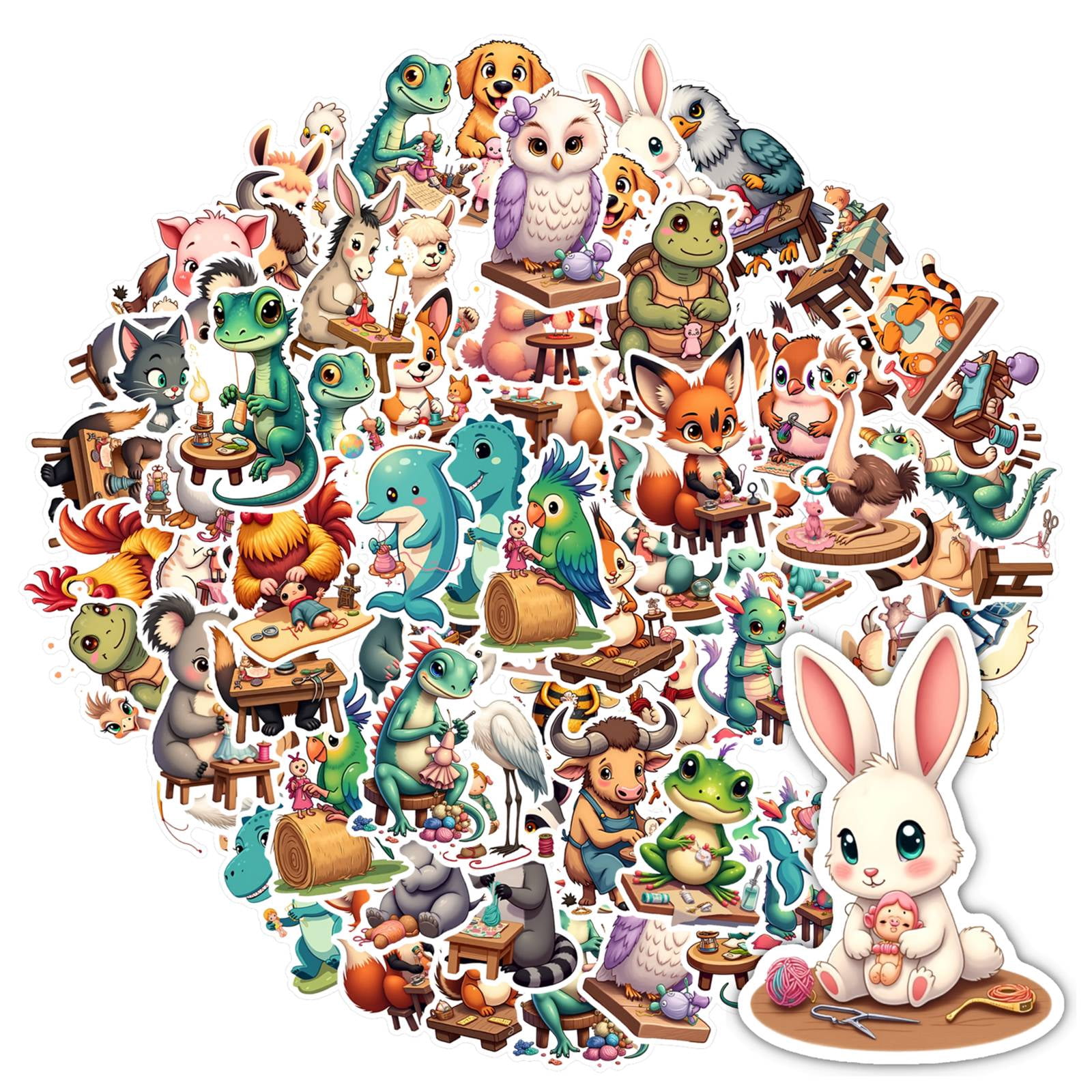 35pcs-50pcs Adorable Animal PVC Stickers Cute Kids Stickers Cartoon ...