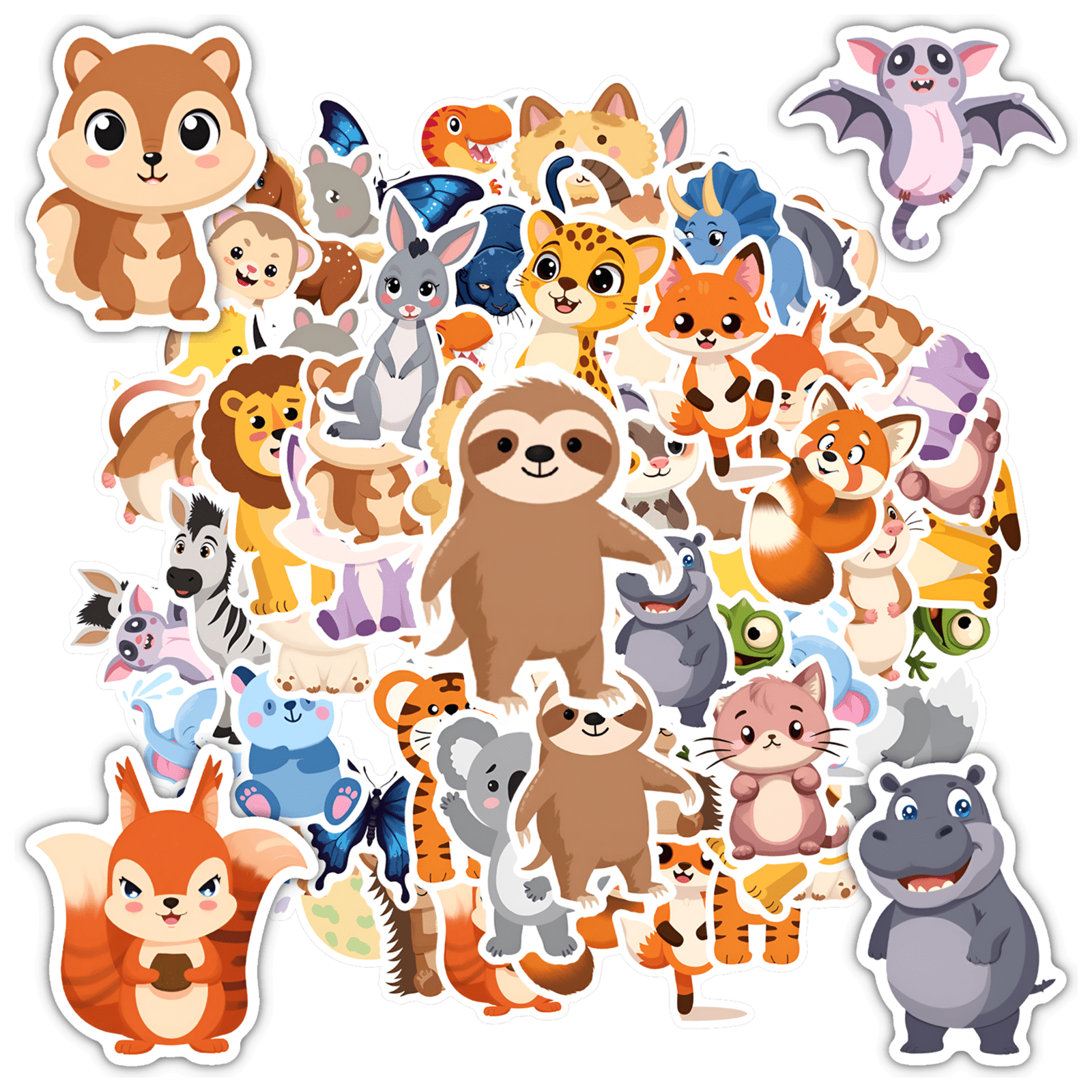35pcs-50pcs Adorable Animal Stickers Cartoon Kids Stickers PVC DIY ...