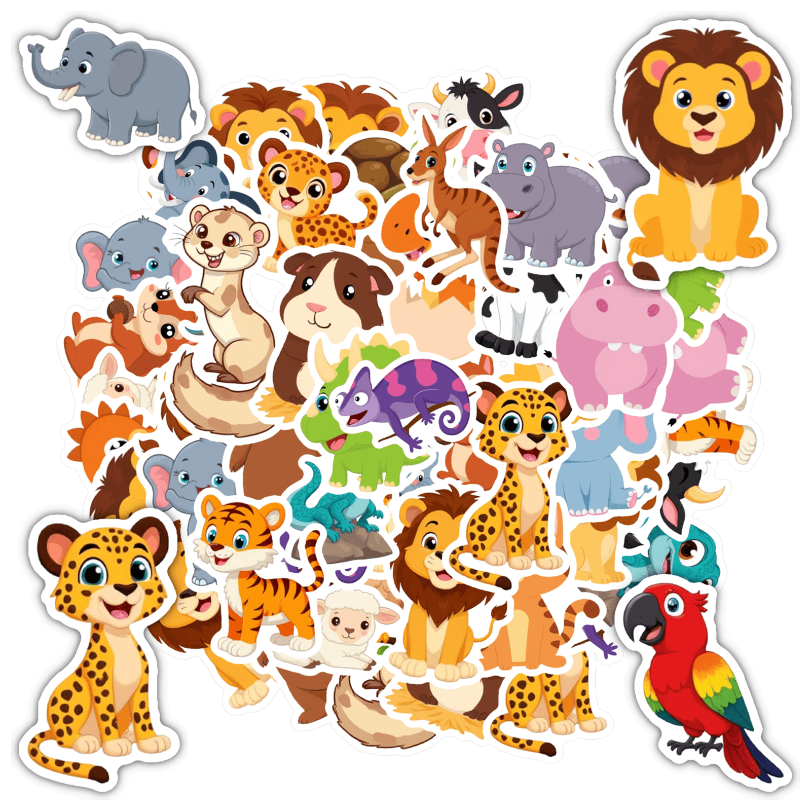 35pcs-50pcs Adorable Animal Stickers Cartoon Kids Stickers PVC DIY ...